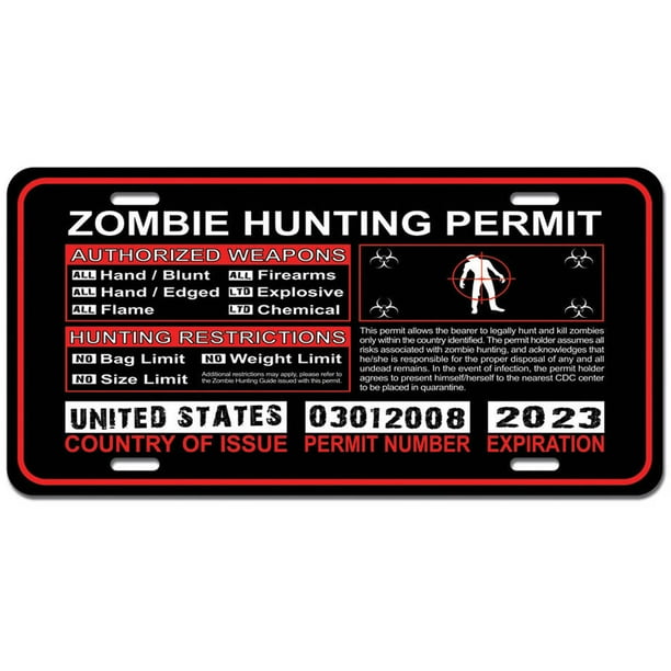 United States US Zombie Hunting License Permit Red - Biohazard Response ...