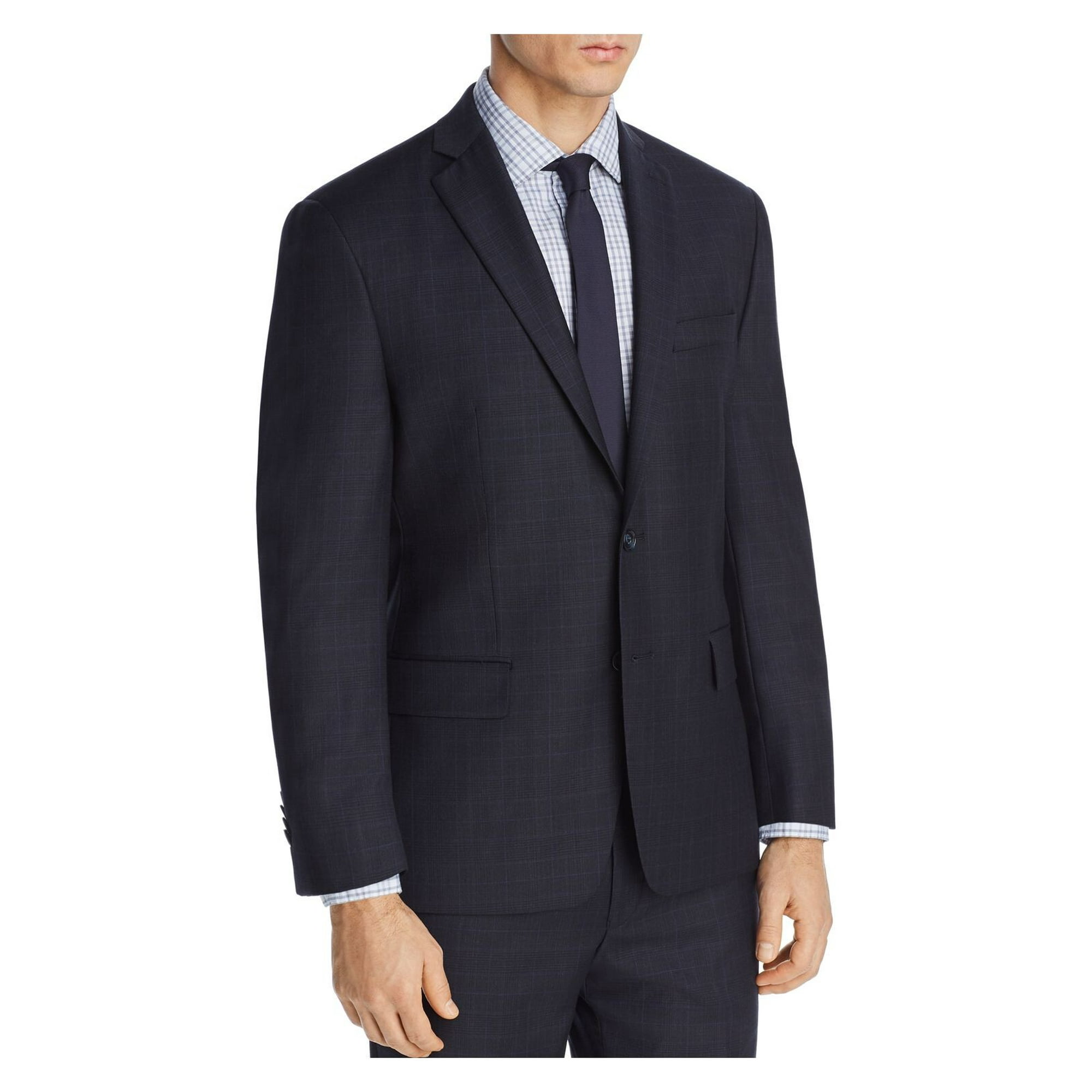 MICHAEL KORS Mens Navy Single Breasted Windowpane Plaid Classic Fit Suit Separate Blazer Jacket 38R Walmart