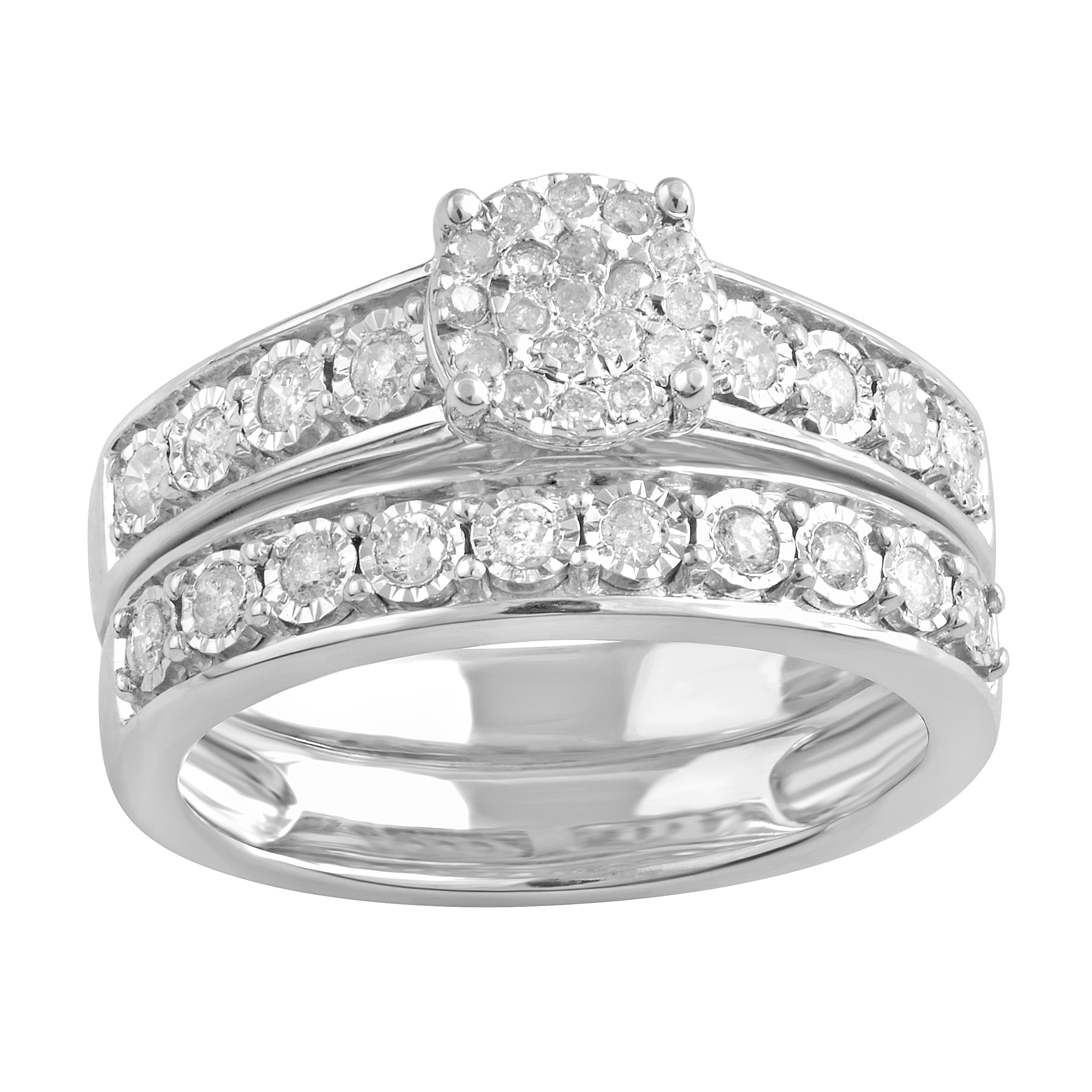Forever Bride Sterling Silver 1/2 Carat Diamond Miracle Plated Wedding ...
