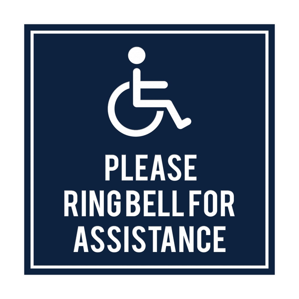 Square please ring bell for assistance Sign (Navy Blue / White ...