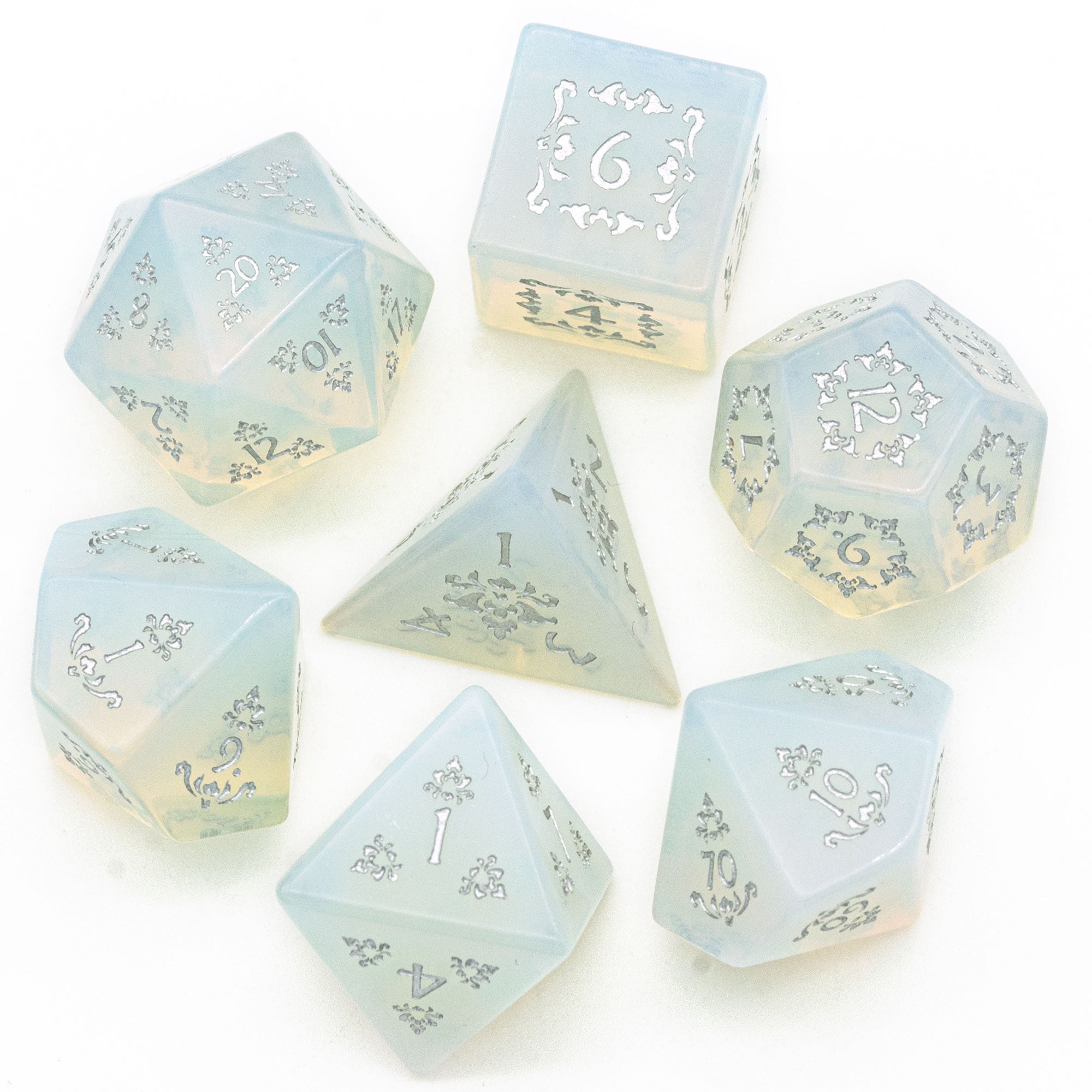 Cusdie Set of 7 Handmade DND Stone Dice, 16mm Polyhedral Stone Dice Set ...