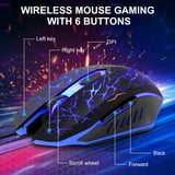 TSV Wireless Gaming Mouse, Rechargeable 2.4G, Ergonomic RGB Optical ...