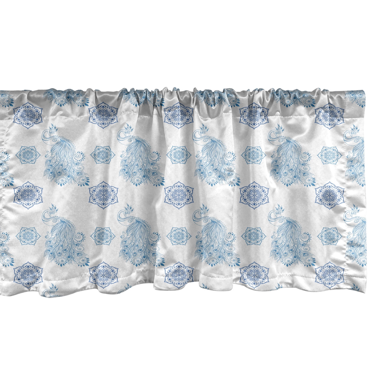 Peacock Window Valance Mystical Concept Exotic Bird And Floral Mandala