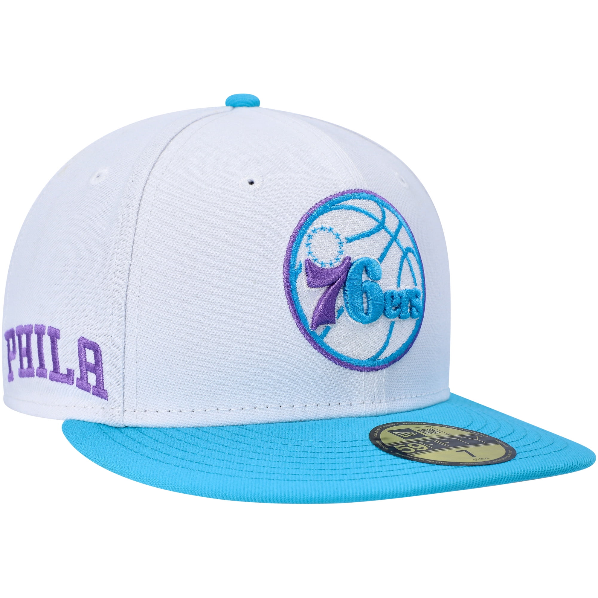 Men's New Era White Philadelphia 76ers Vice Blue Side Patch 59FIFTY Fitted Hat - Walmart.com