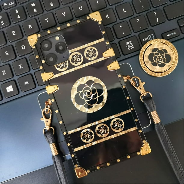 Funda cuadrada con purpurina para iPhone, carcasa con cordón, Color ...
