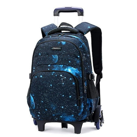 Sofirn Middle Boys School Bag With 6 Wheels Folding Trolley Backpack ...