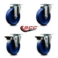 5 Inch Solid Poly Wheel Swivel Top Plate Caster Set with 2 Posi Brakes ...
