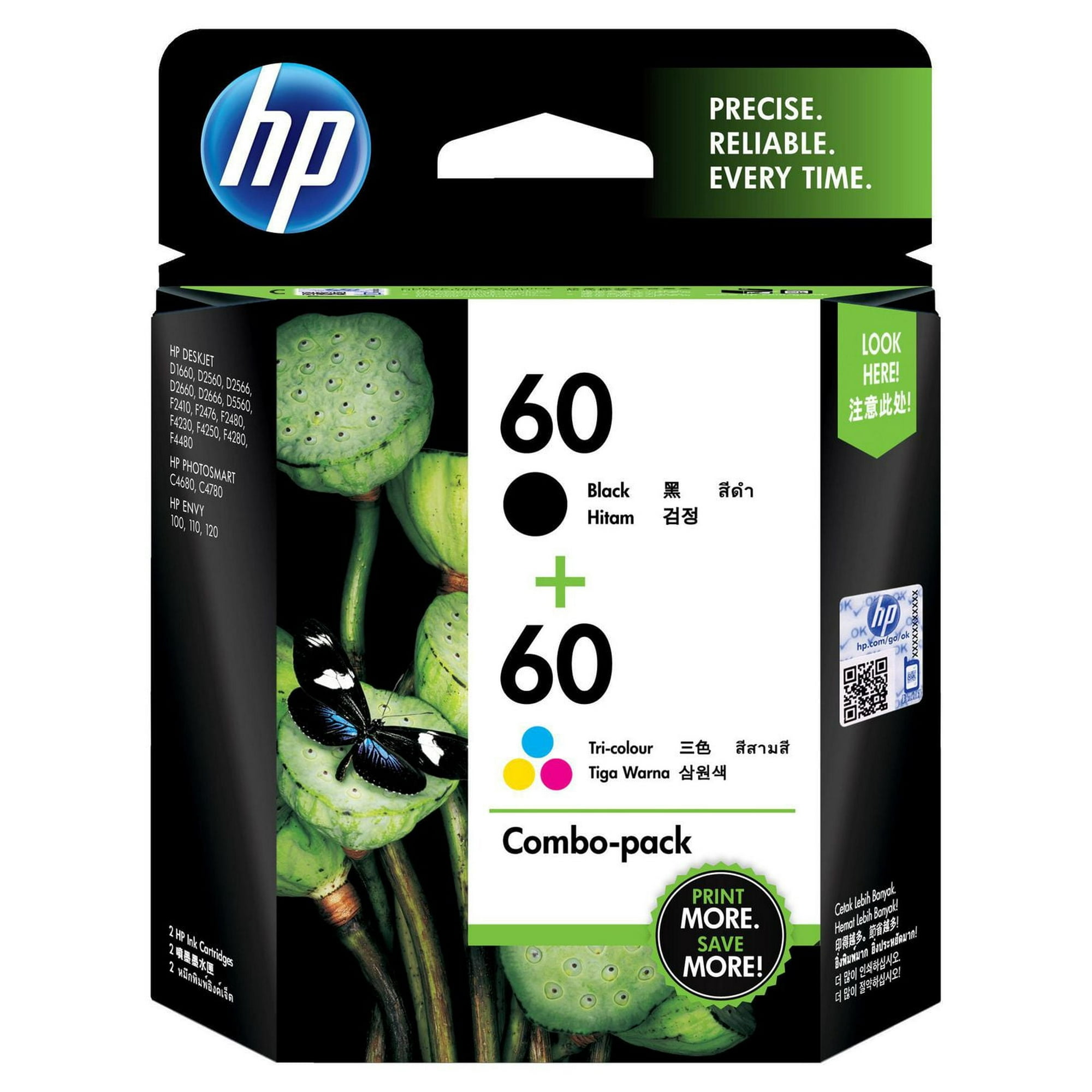 Click here for HP 60 2-pack Black/Tri-color Original Ink Cartridg... prices