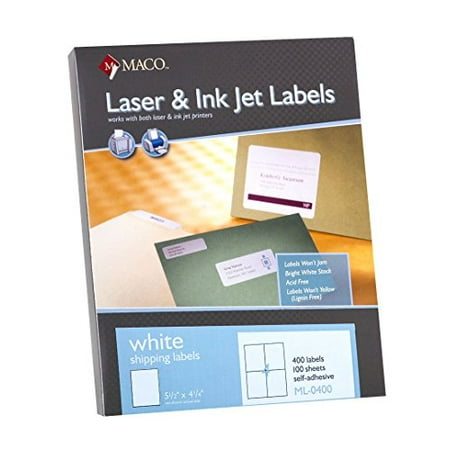 MACO Laser/Ink Jet White Shipping Labels, 5-1/2 x 4-1/4 Inches, 4 Per ...
