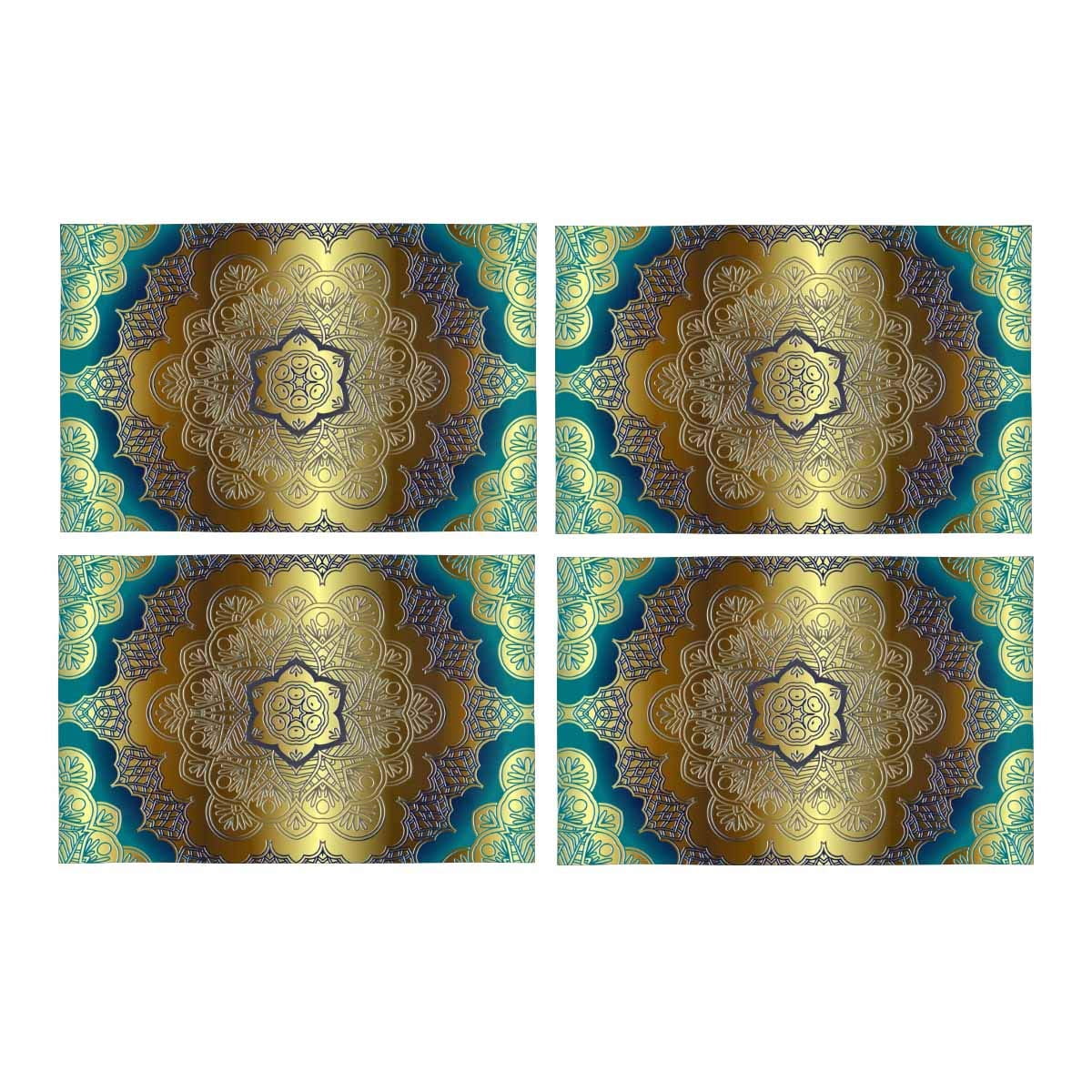 Click here for Yusdecor Gold Blue Mandala Floral Swirls Eastern A... prices