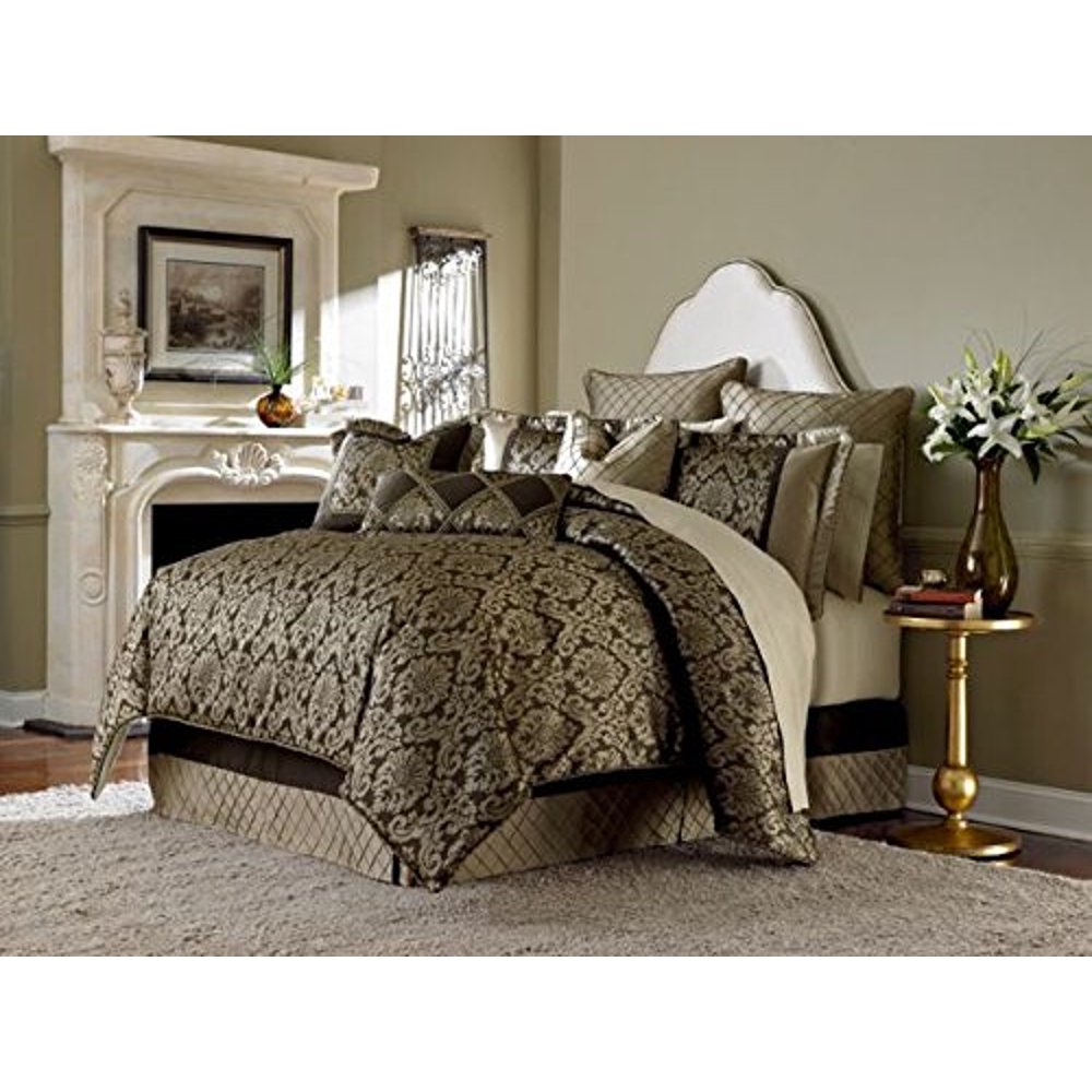 Michael Amini 9 Piece Imperial Comforter Set Queen Gold/Brown - Walmart ...