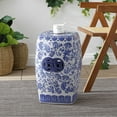 Ceramic Outdoor Decorative Blue Patio Chinese Seat, Floral Vine 18.5 ...