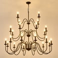 GDF Studio Large Farmhouse Chandelier, 24-Light Metal Wagon Wheel ...