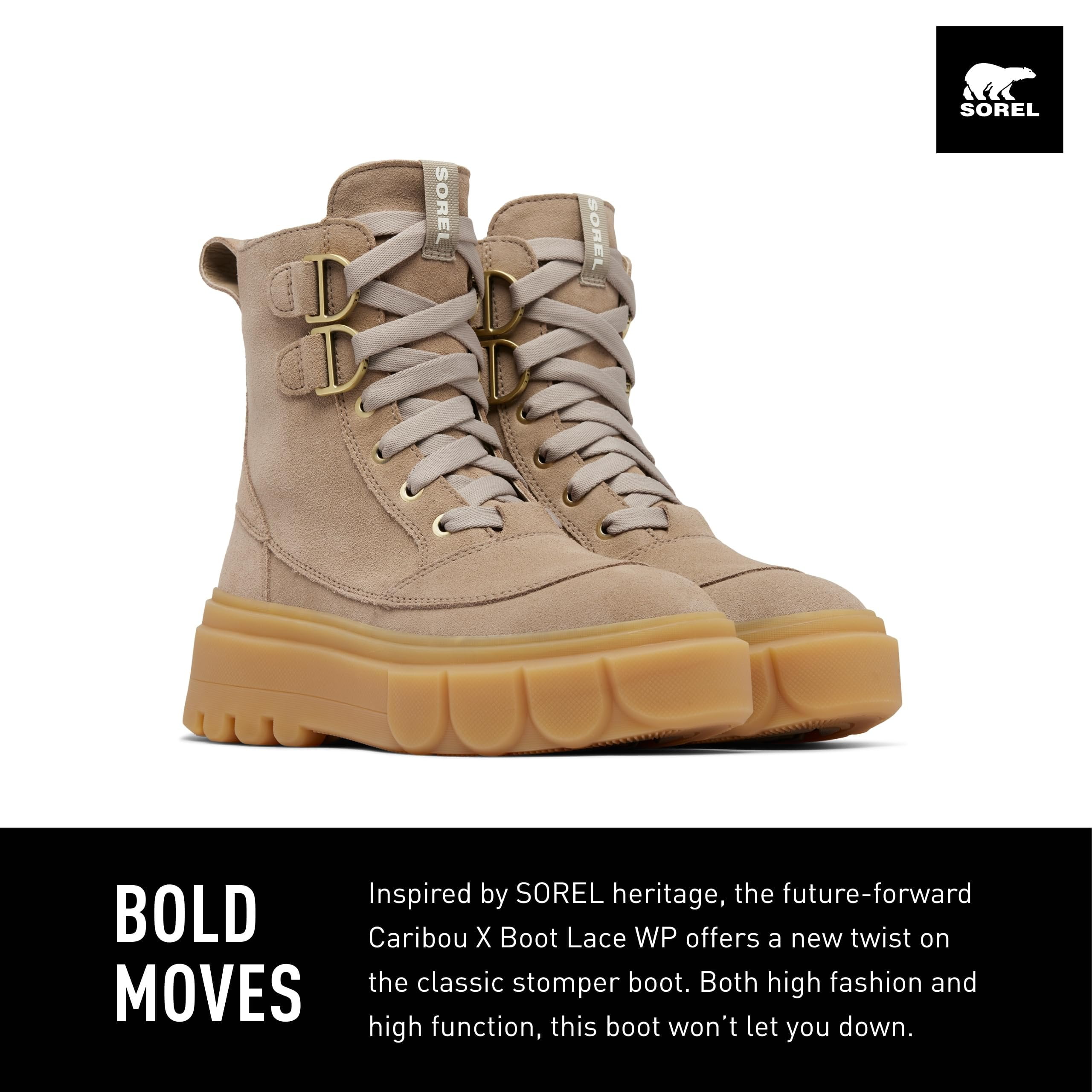 SOREL Women's Caribou X Lace Waterproof Boot - Omega Taupe, Sea