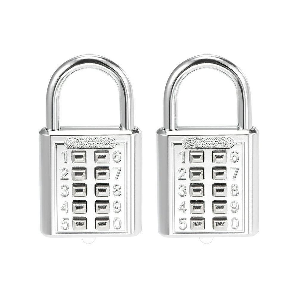 10-Digit Combination Padlock Push Button Locker Cabinet Locks Silver ...