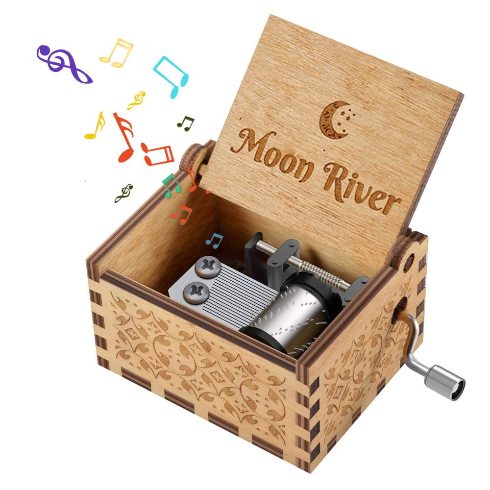 Dream Fun Moon River Music Box for 4 5 6 7 Girls Boys, Hand Cranked ...