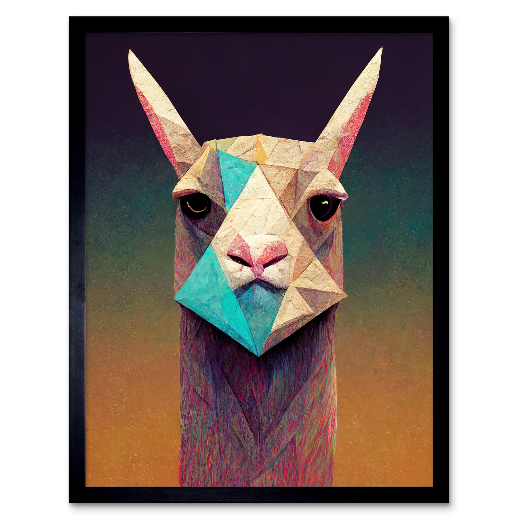 Curious Llama Geometric Pastel Art Print Framed Poster Wall Decor 12x16 ...