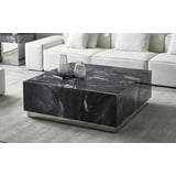 Mofit Home, Evander Sintered Stone Square Coffee Table, Black, 1pc ...