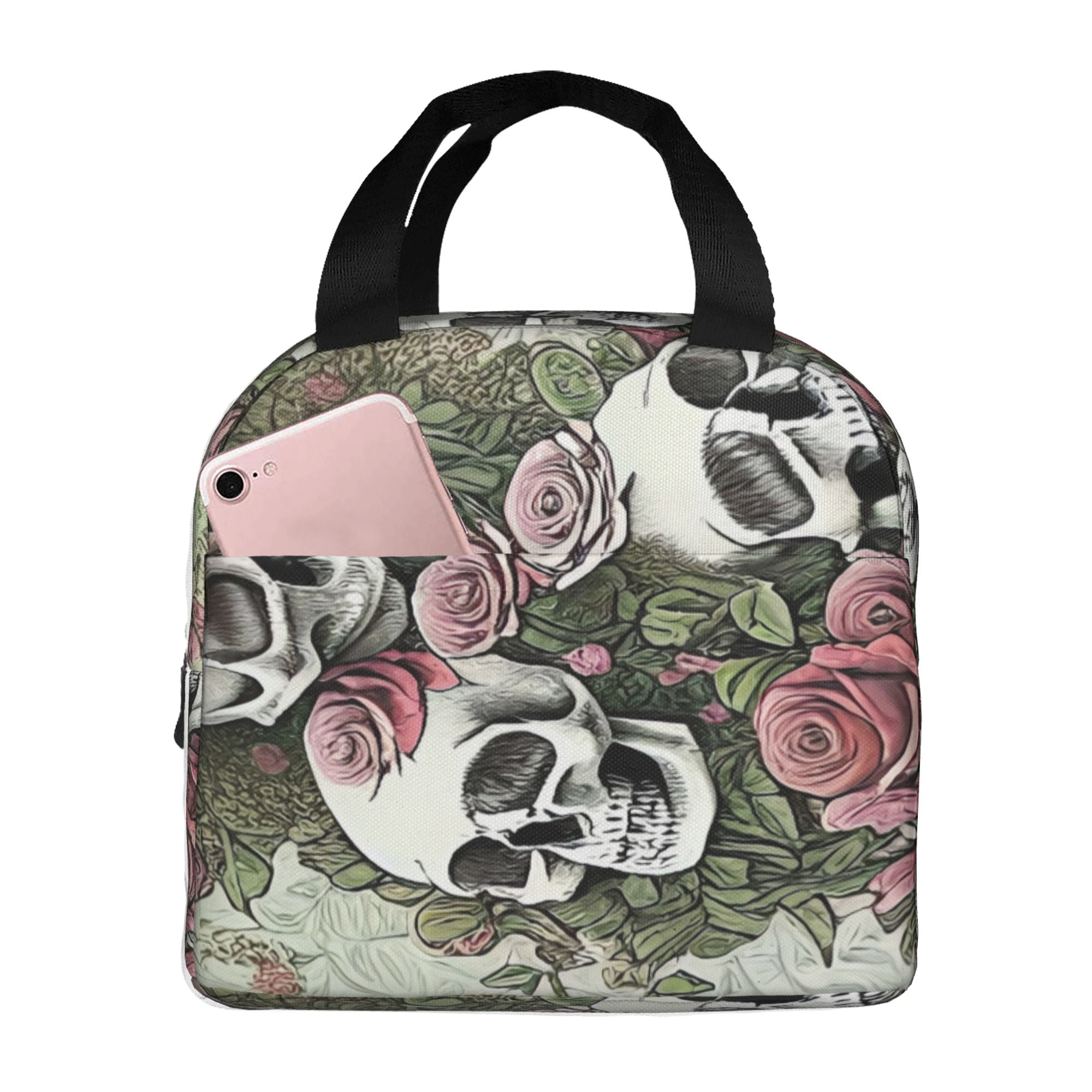 Insulated Lunch Bag for Women Men ,Deadhead Roses Grateful Skulls Dead ...