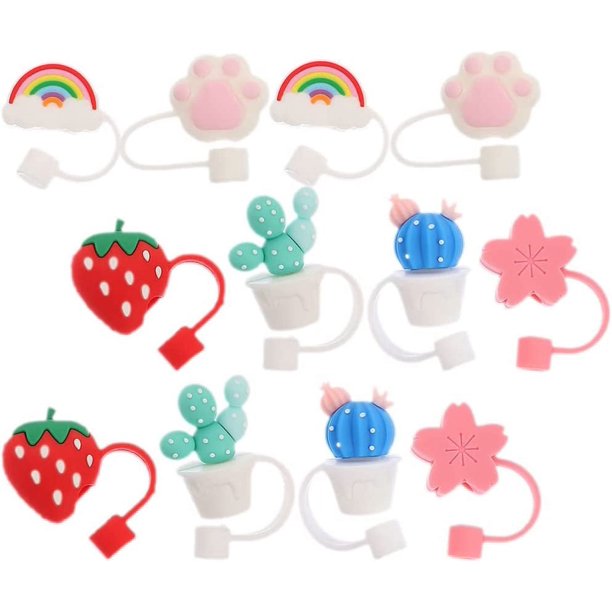 Straw Covers Cap 12pcs Silicone Straw Tips Covers Cute Silicone ...