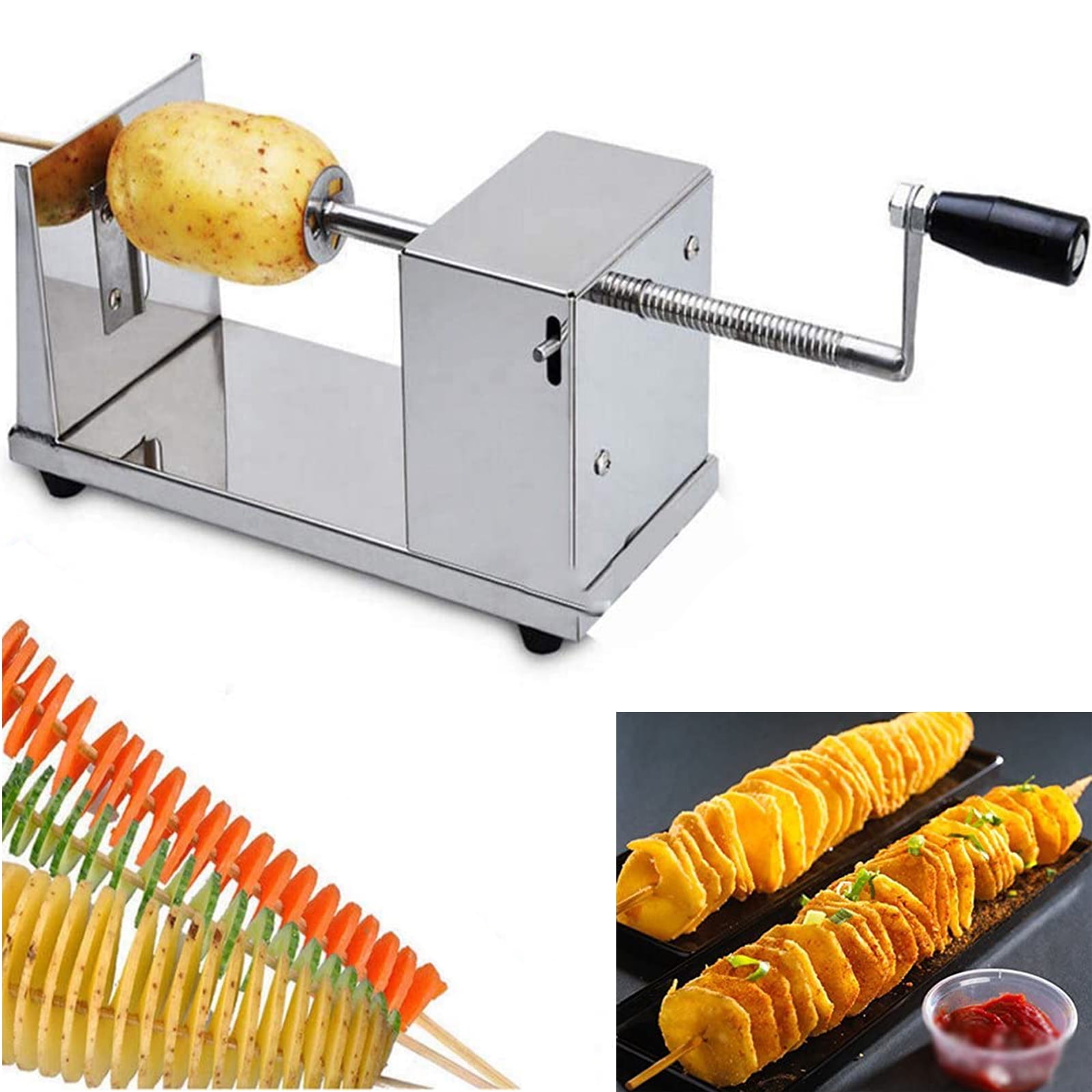 INTBUYING Manual Potato Chips Slicer Spiral Twister with 2pcs Blades ...