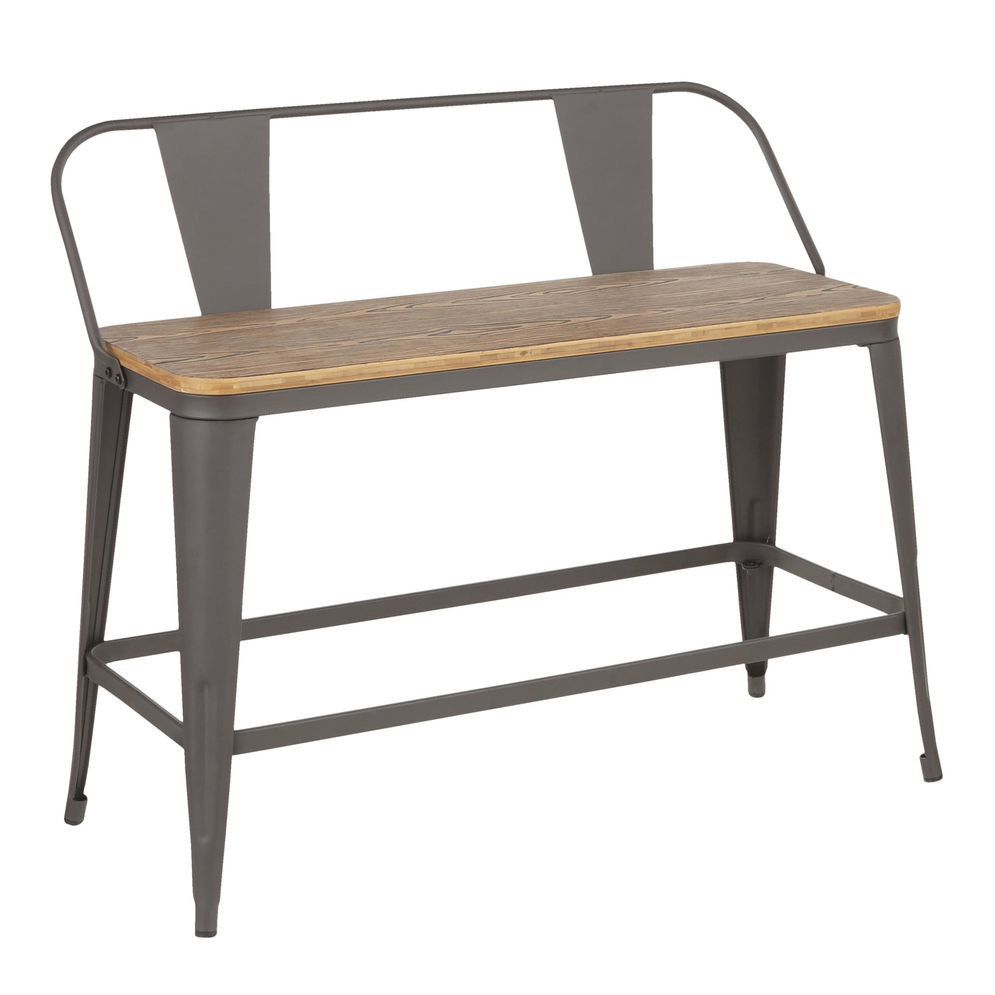 Oregon Industrial Counter Bench in Grey Metal and Wood-Pressed Grain ...