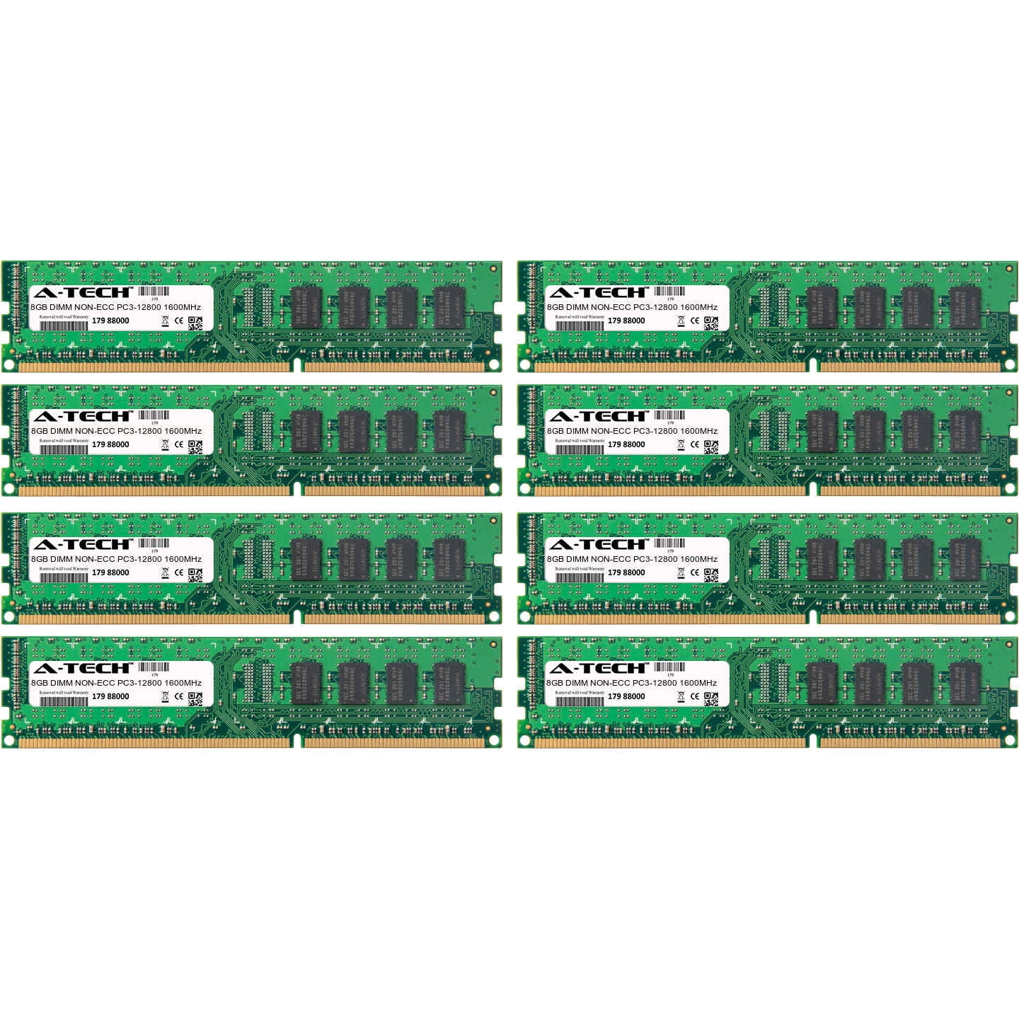 64GB Kit 8x 8GB Modules PC3-12800 1600MHz NON-ECC DDR3 DIMM Desktop 240 ...