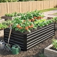 SSLZ Galvanized Raised Garden Bed, Steel Outdoor Planters with ...