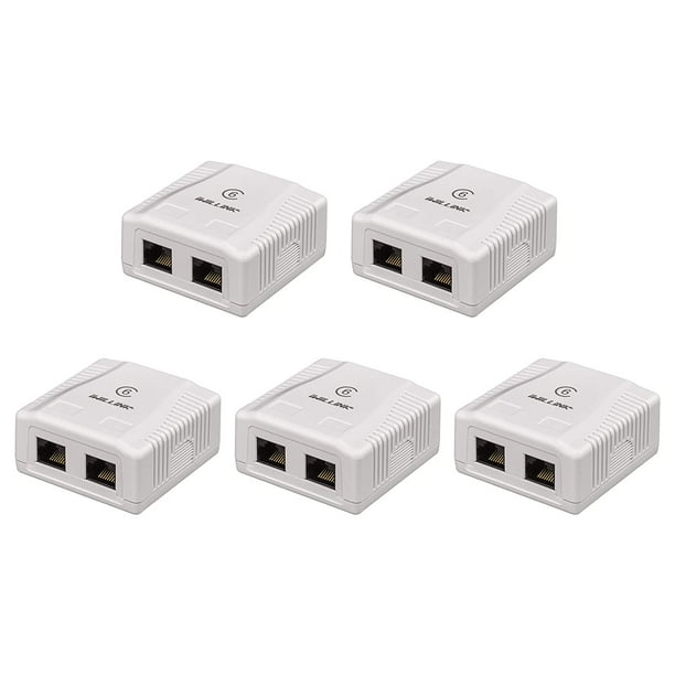 Cat6 Ethernet Surface Mount Box, 2-Port RJ45 Keystone Jack Surface ...