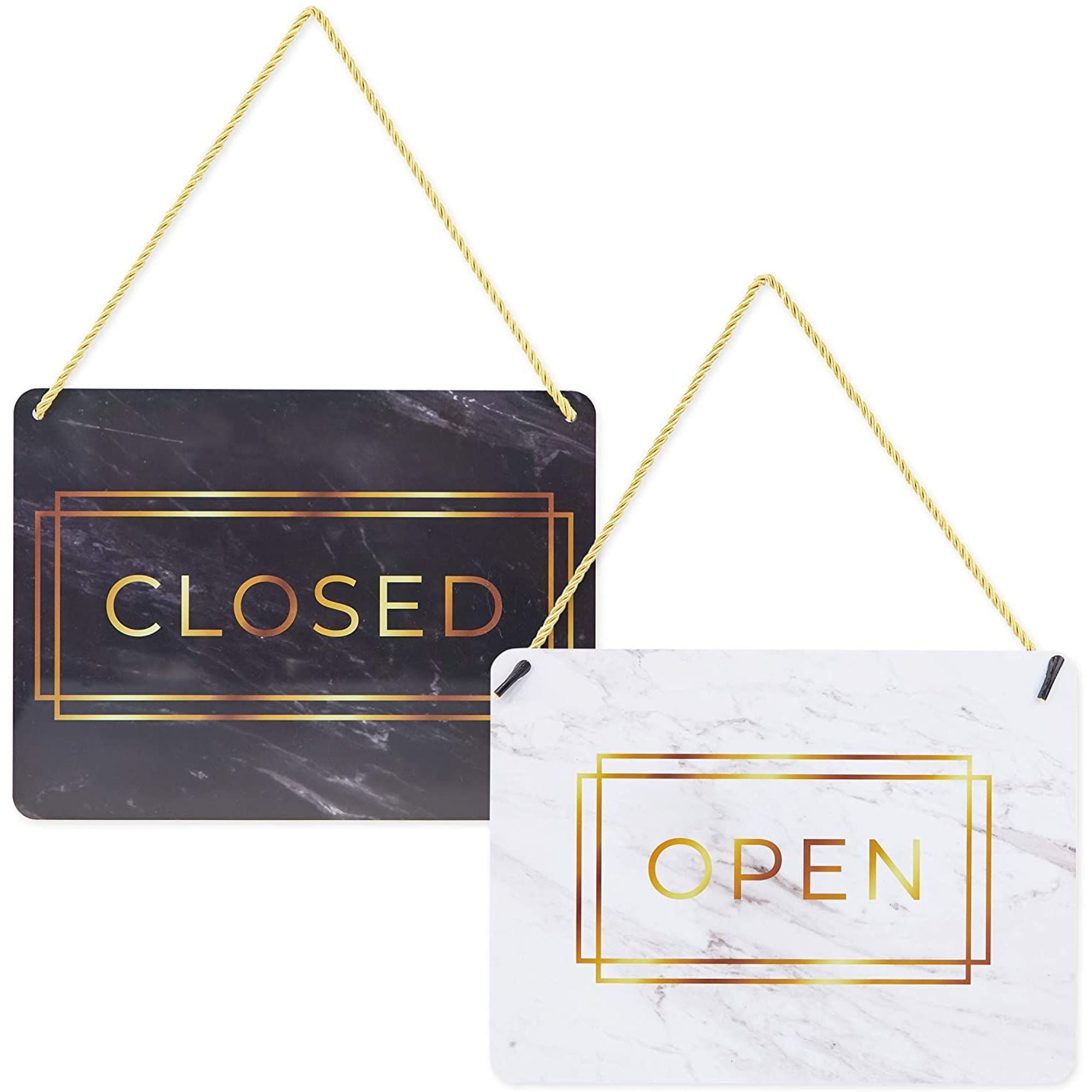 2 Pack Hanging Open Closed Sign for Businesses 11.5" x 8.5", Marble ...