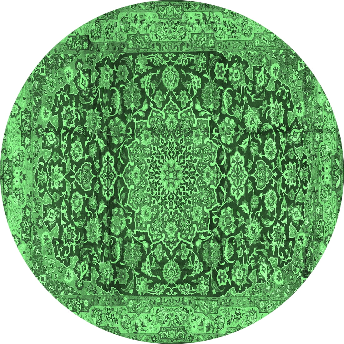 Ahgly Company Indoor Round Medallion Emerald Green Traditional Area ...