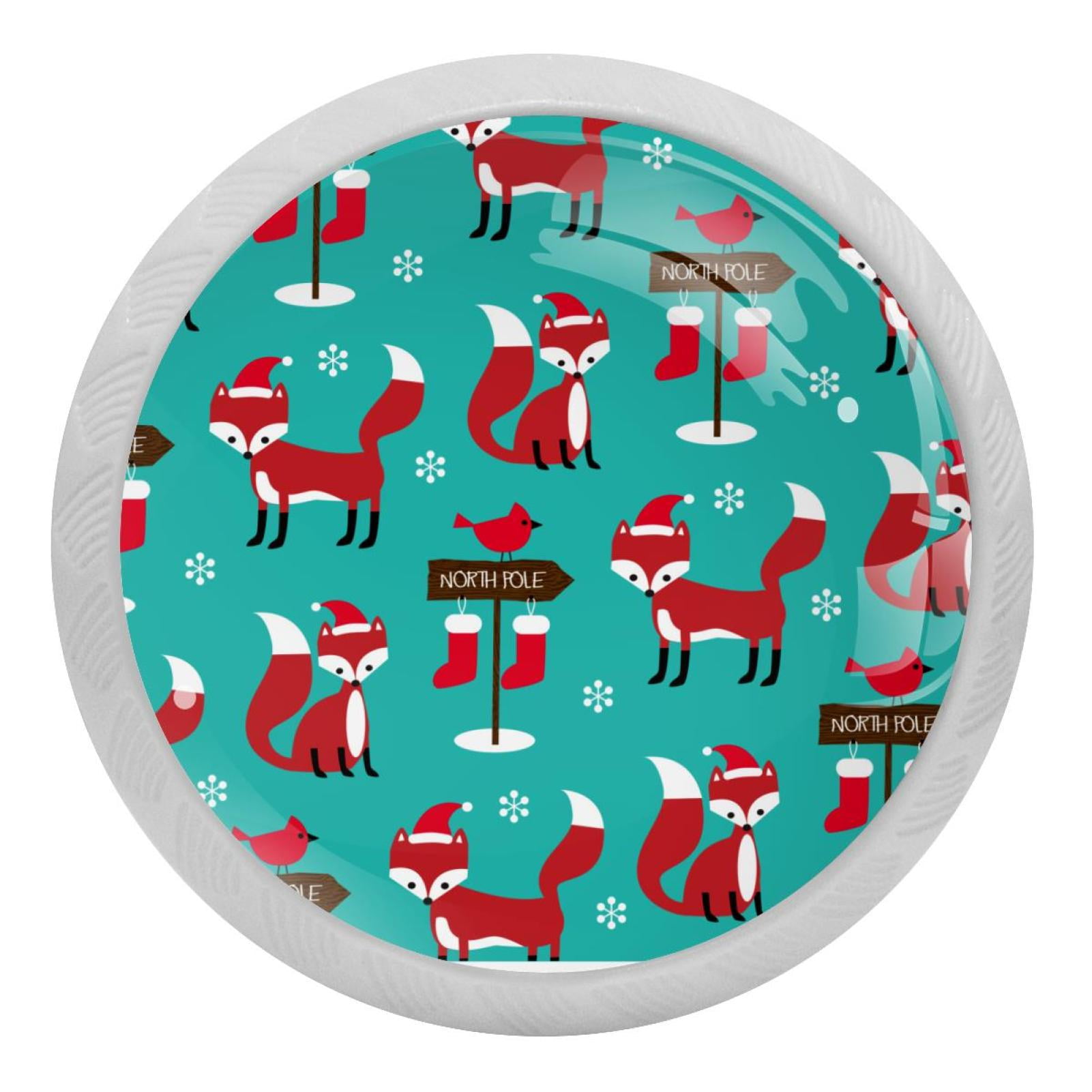 4PCS Round Fox Cabinet Fluorescence Knob Glowing in the Dark Furniture ...