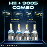 Mega Racer Combo 2 Sided H11 9005 HB3 LED Headlight Bulb (4 PACK ...