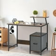Giantex Computer Desk w/Reversible Fabric Drawer, Industrial Sturdy ...