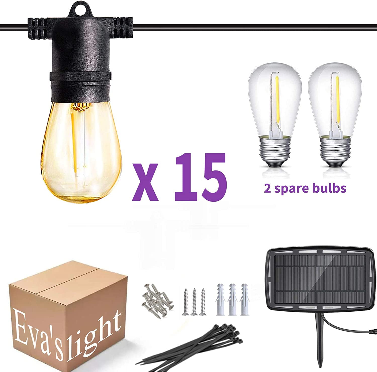 Buy Eva's Light 51ft LED Solar String Lights Outdoor- Waterproof with ...