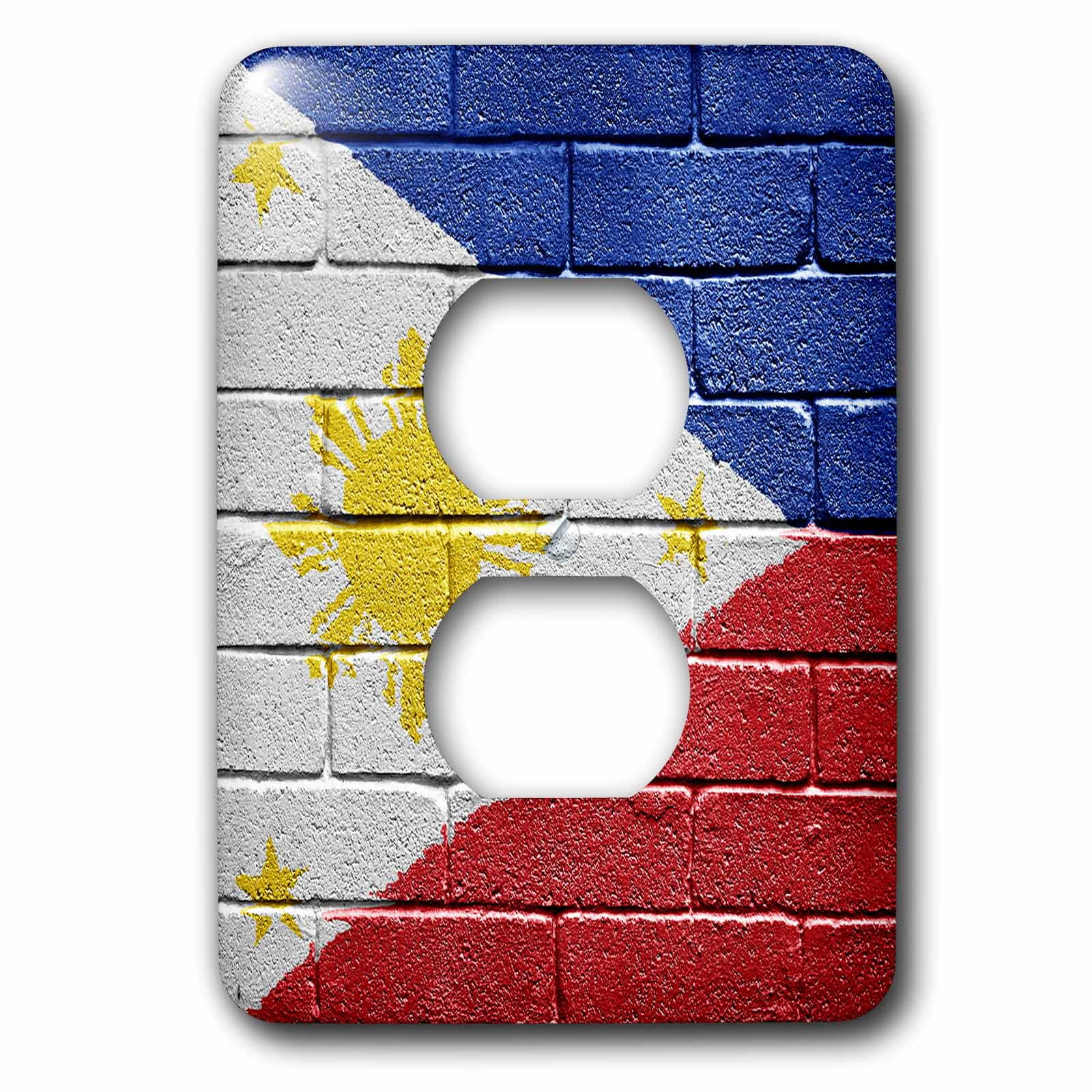 National flag of Philippines painted onto a brick wall Filipino 2 plug ...