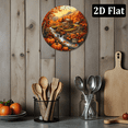 2D Flat, 1-Pack Autumn Landscape Art - 8inch Round Rustic Farmhouse ...