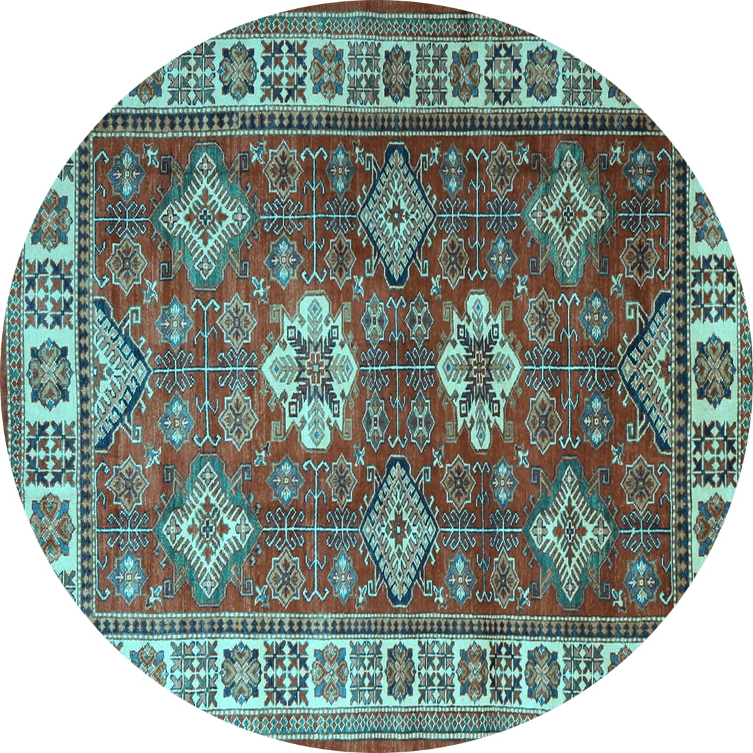Ahgly Company Indoor Round Persian Light Blue Traditional Area Rugs, 8 ...