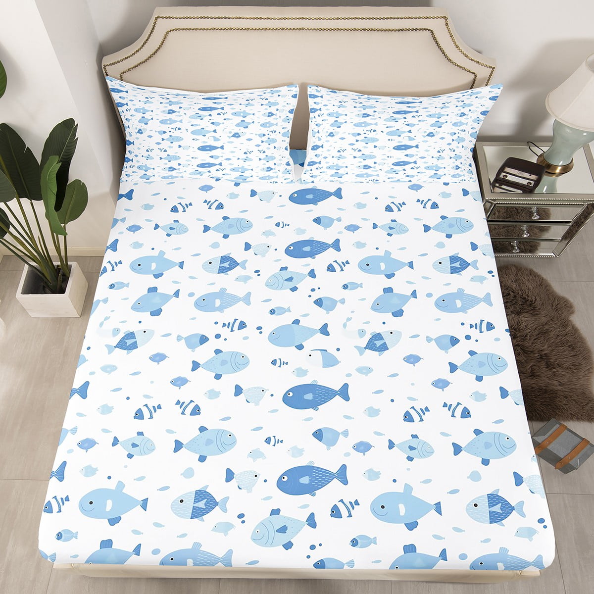 Click here for Yst Kids Baby Cute Fish Twin Fitted Sheet Ocean An... prices