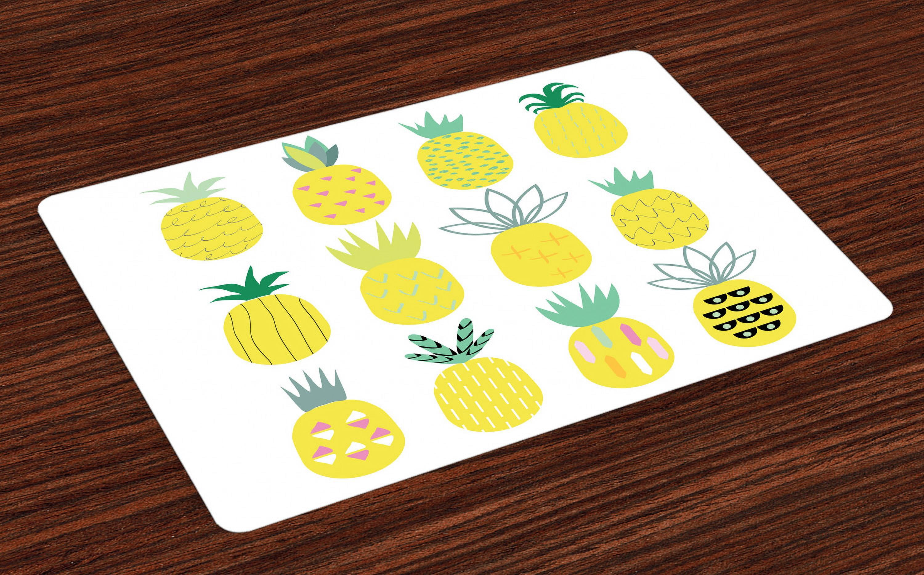 Ambesonne Pineapple Place Mats Set of 4, Pattern of Fruits, Standard ...