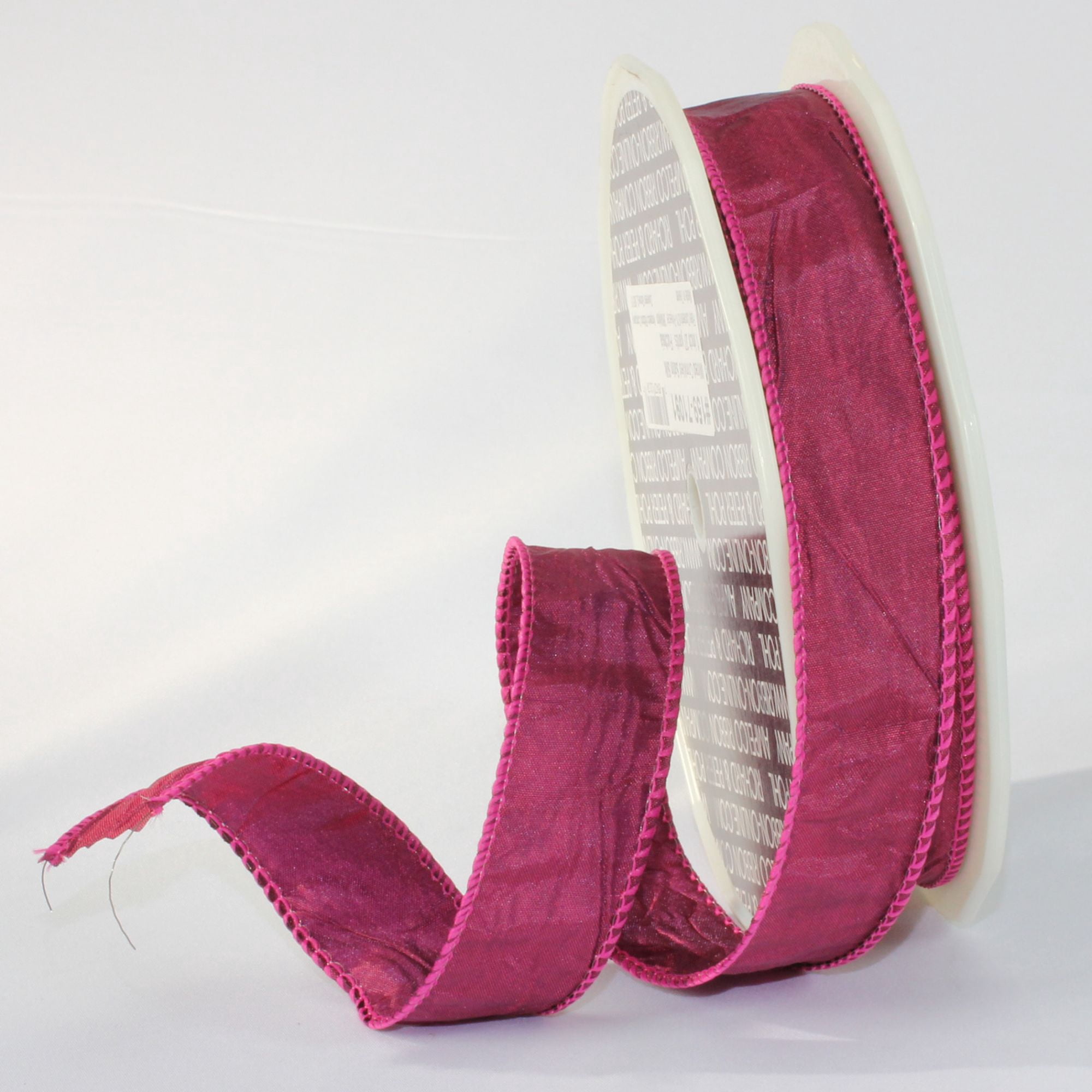 Shimmering Fushia Red Crinkled Satin Silk Wired Craft Ribbon 1" x 27 ...