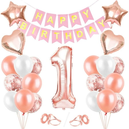 Rose Gold Number 1 Balloon for 1st Birthday, 40 Inch Giant Foil Balloon ...