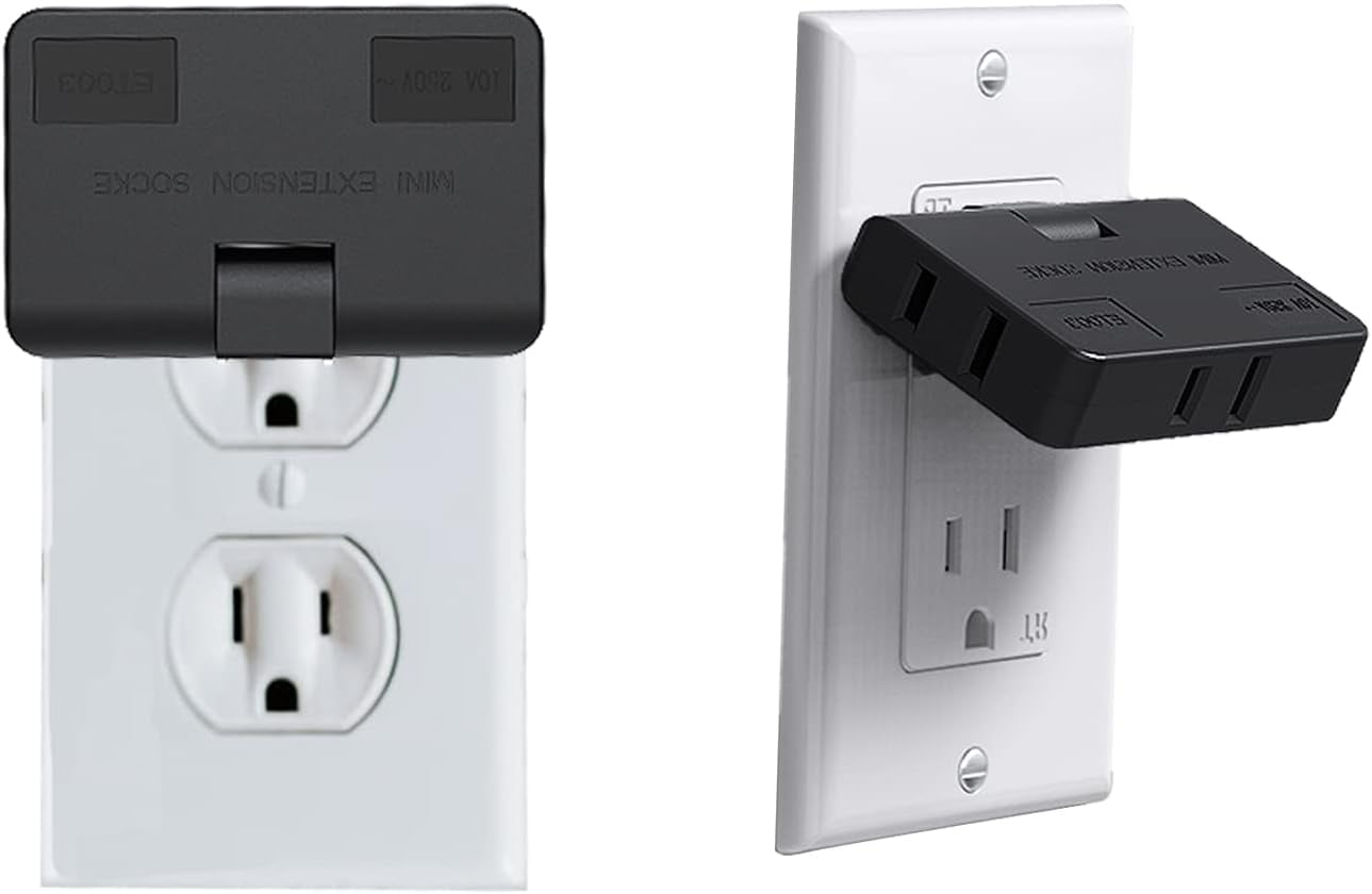 Tutuviw Rotatable Socket 3 Way Flat Wall Plug(Quick & Easy Install ...