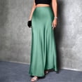 2026 Women's Satin Maxi Skirt Elastic High Waisted A Line Spring Summer ...