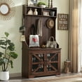 T4TREAM Farmhouse Hall Tree with 12 Shoe Cubbies, 7 Coat Hooks ...