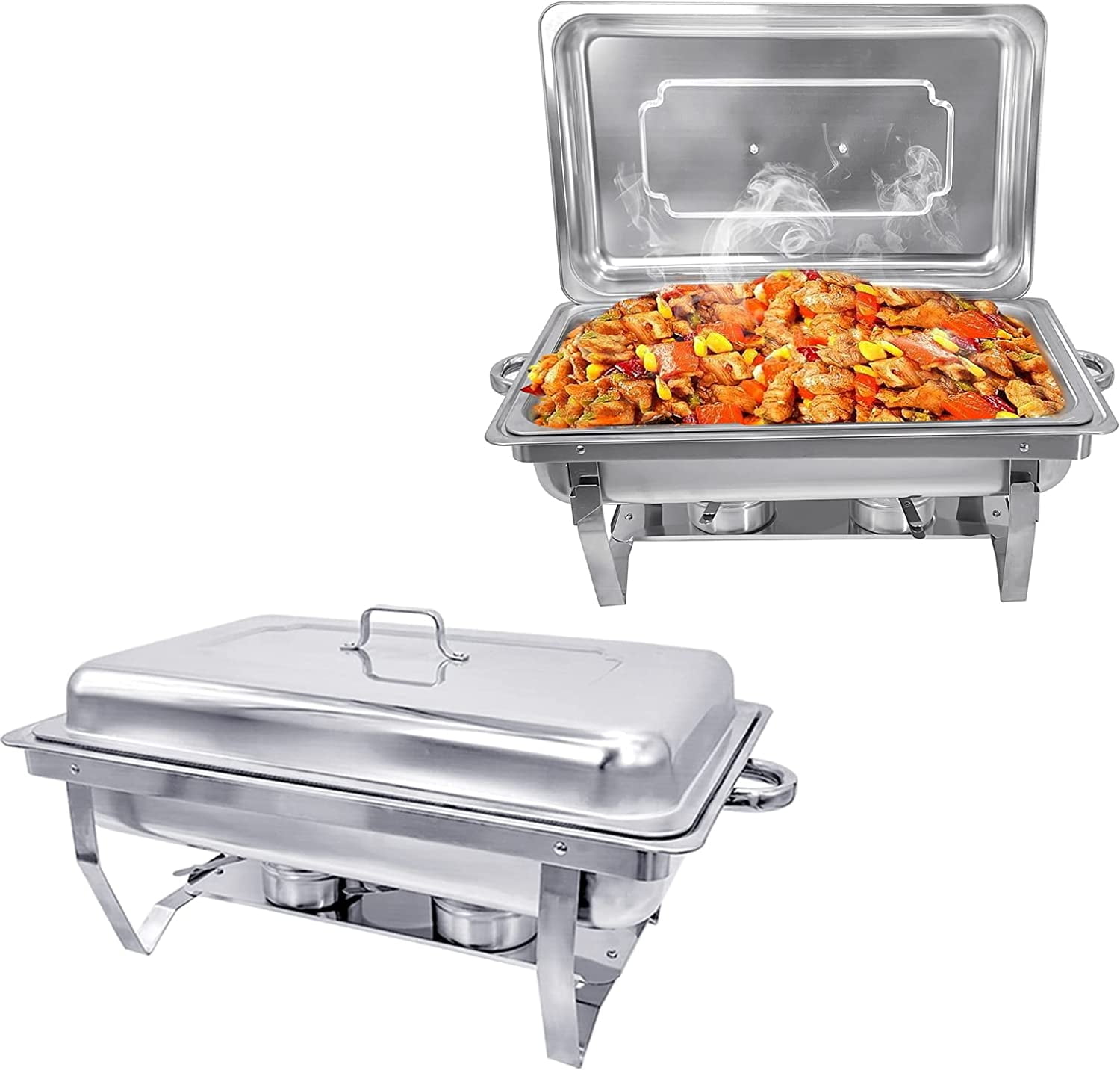 Jacgood Chafing Dish 8Qt Stainless Steel Chafer 2 Packs Full Size ...