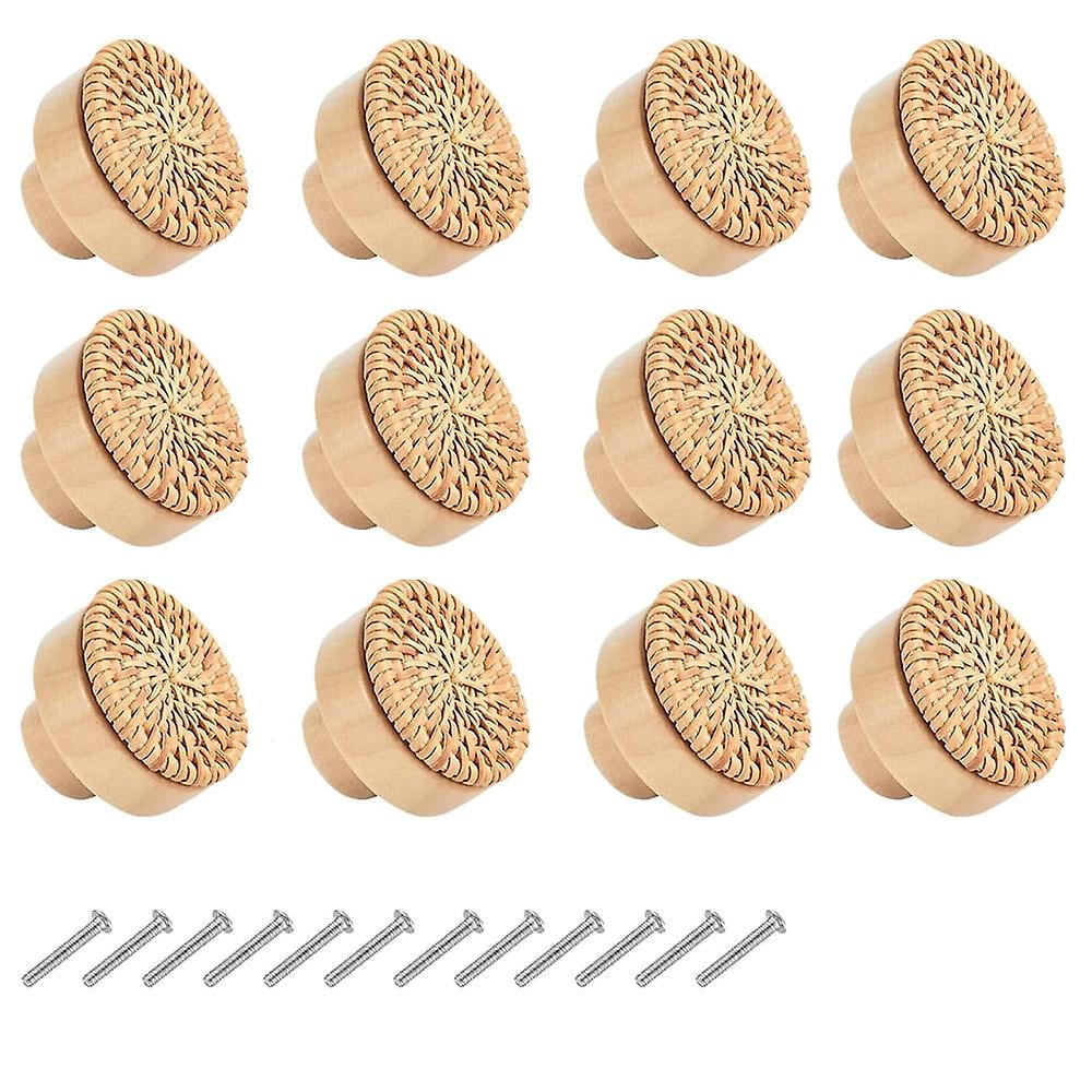 12 pomos de ratán para muebles, pomos para cajones, pomos de gabinete ...