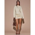 Apricot Long Sleeve Loose Cowl Back Mini Dress For Cocktail Party ...