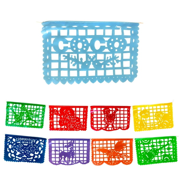 Coco Papel Picado Banners, Plastic Mexican Banners , 30 ft (15 FT x 2 ...