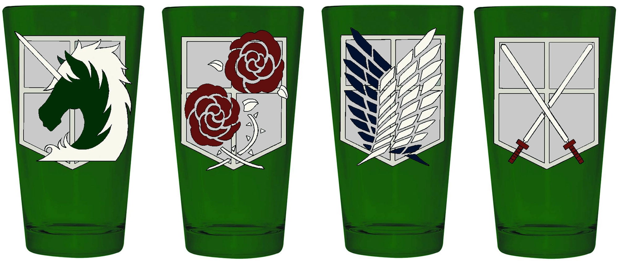 Attack on Titan Badges Pint Glass Set - Walmart.com